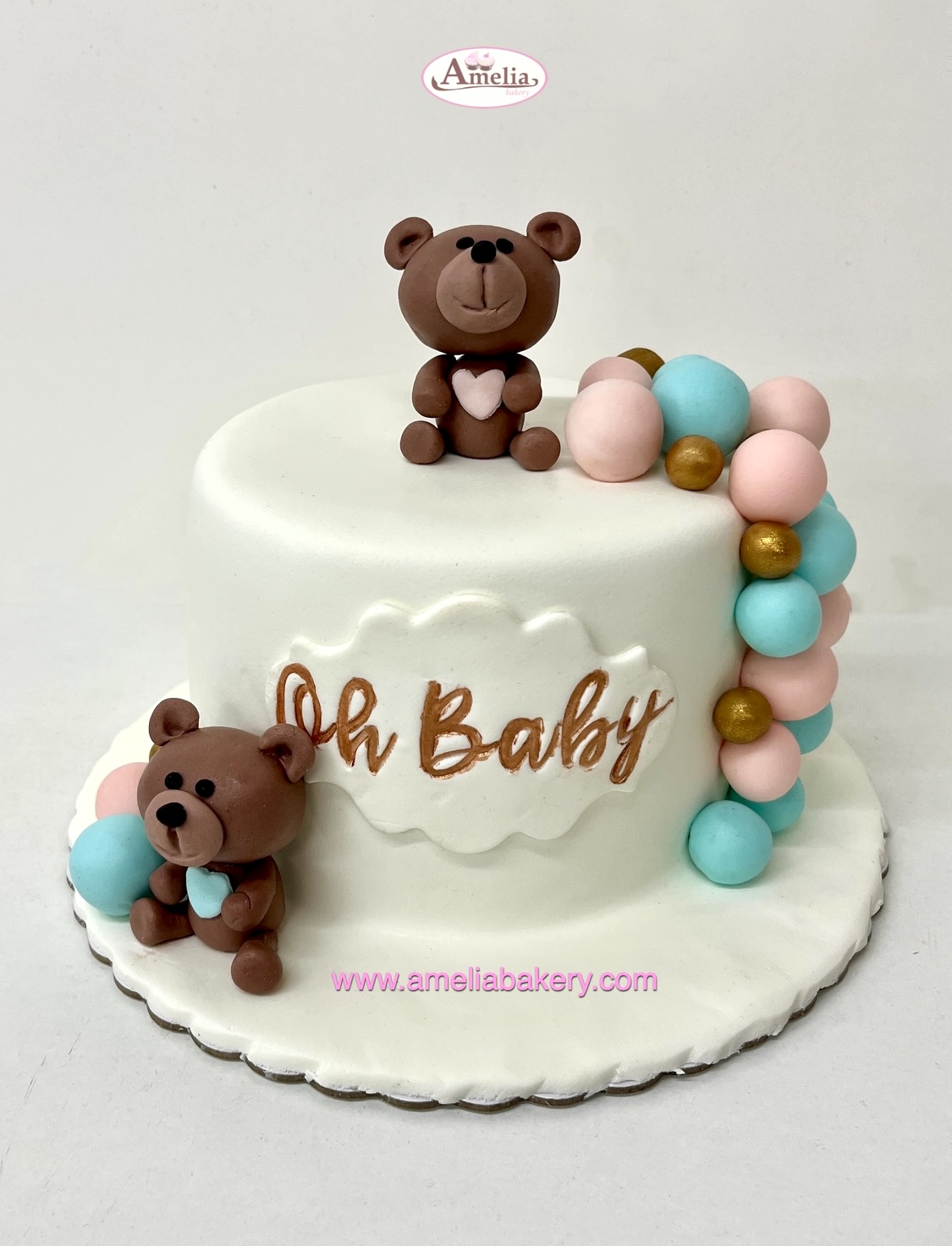 Tarta Fondant Ositos Bebe Gender Reveal infantil - Amelia Bakery