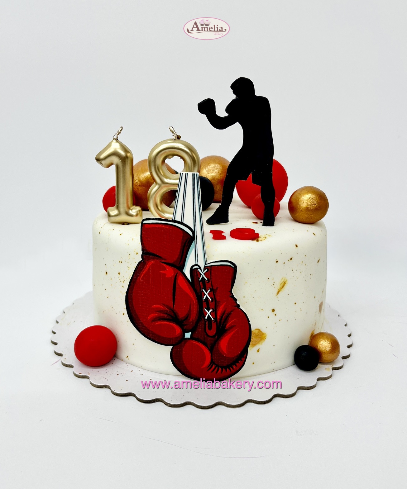 Tarta Fondant Boxeo guantes silueta (oblea) - Amelia Bakery